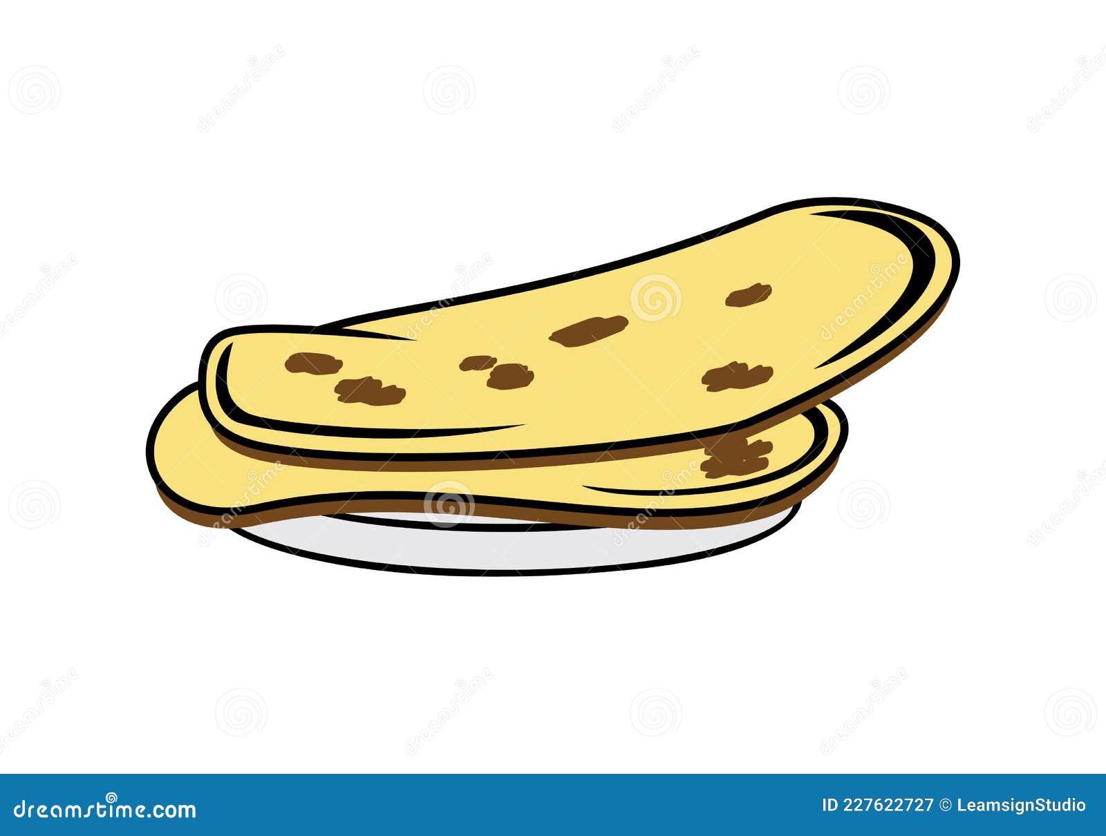 Roti Prata And Ingredients Illustration Sketch Style, Traditional Food ...