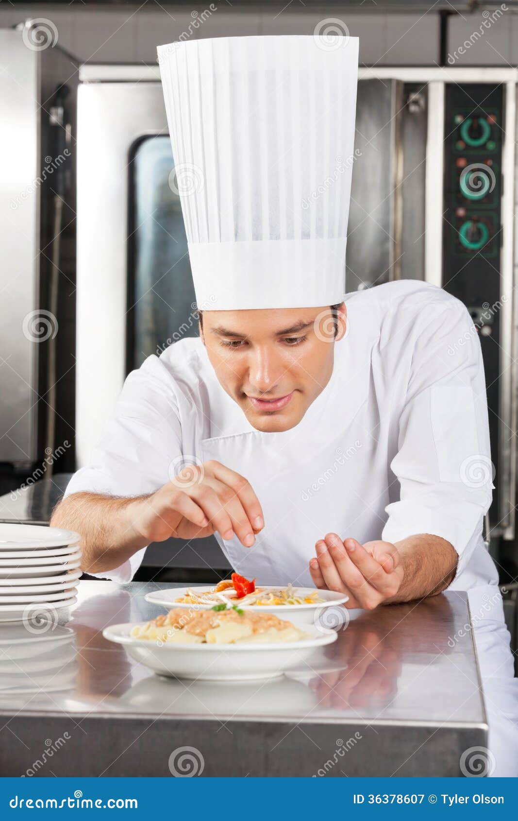 Prato De Adding Spices To Do Cozinheiro Chefe Imagem de Stock - Imagem ...