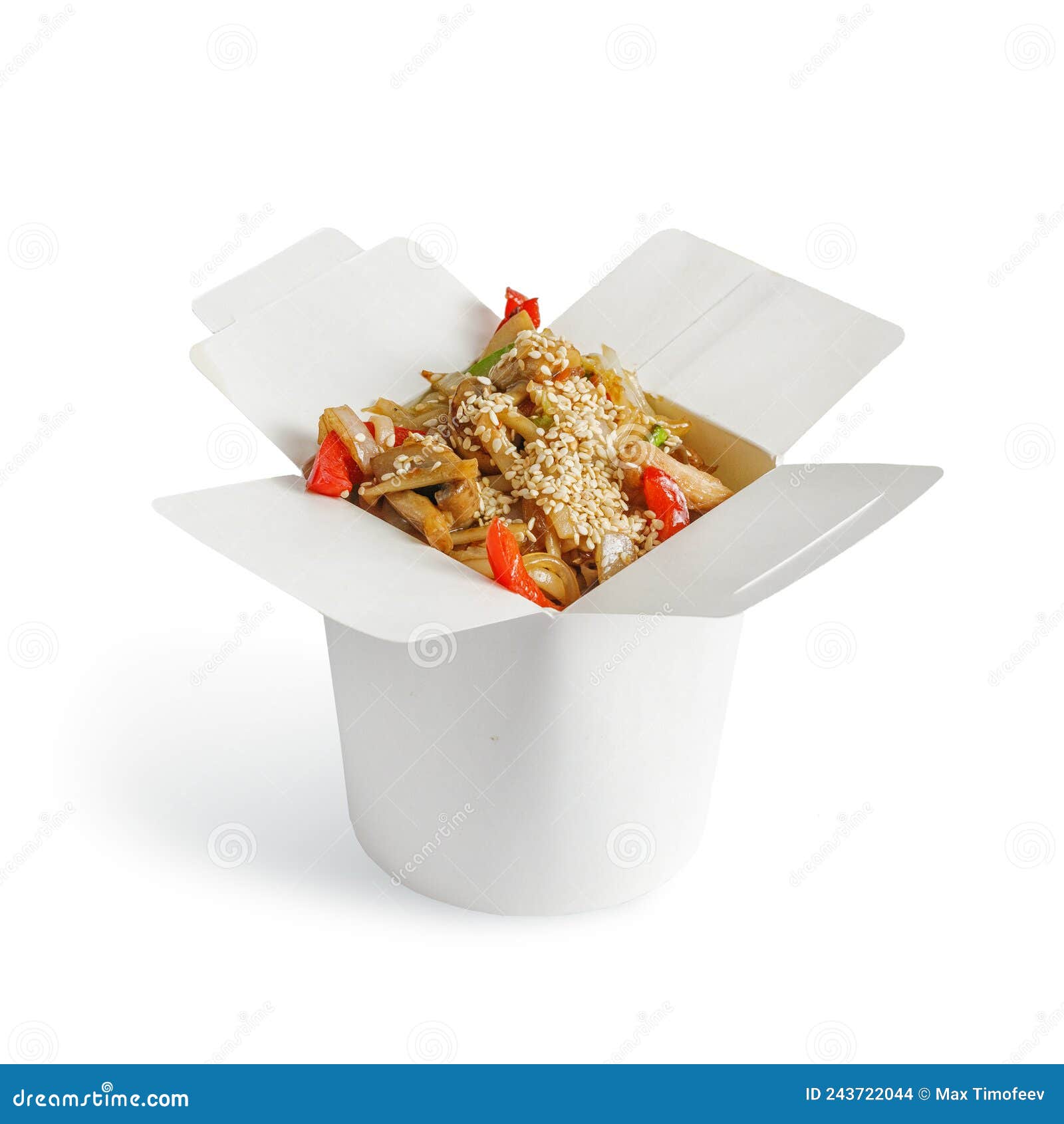 Prato Fast Food Wok Comida Chinesa Prateada Fundo Branco Foto de Stock ...