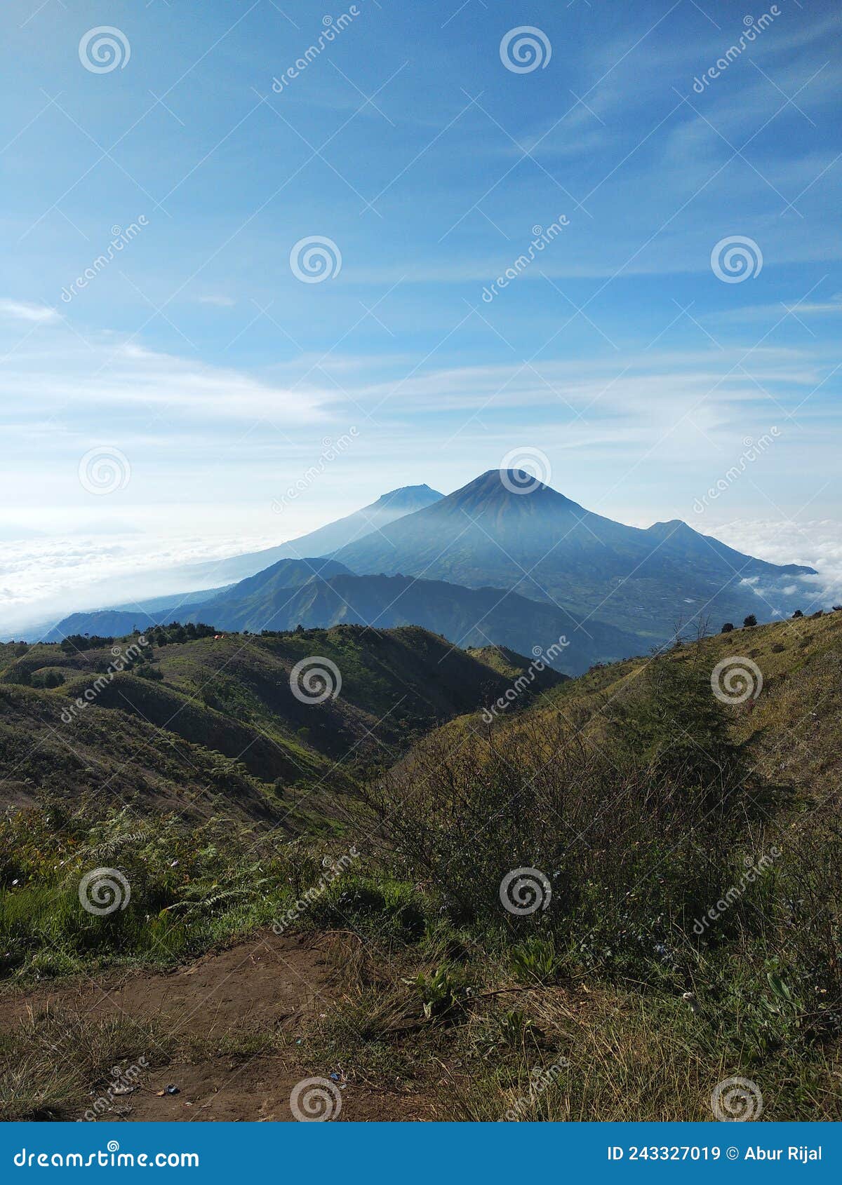 Prau mountain stock image. Image of central, cloud, ridge - 243327019