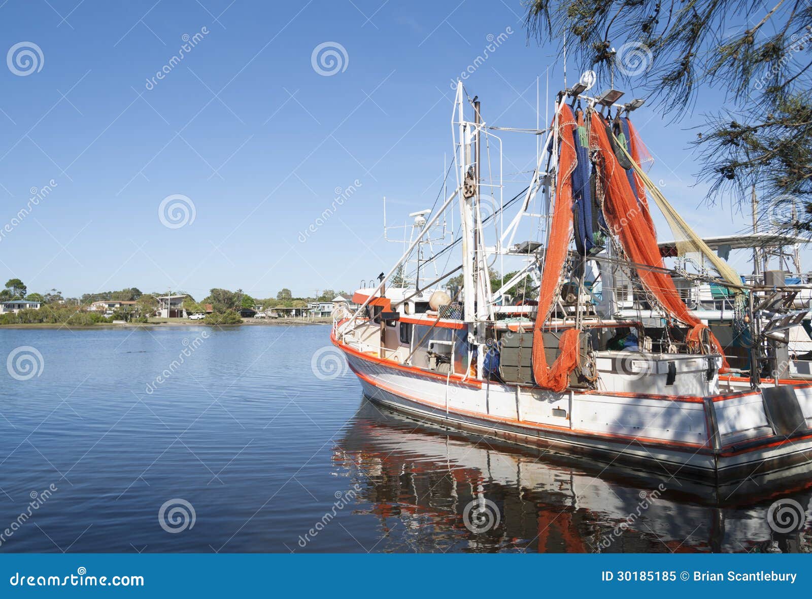Prawn Boat with Nets Drying. Stock Image - Image of fishing ...