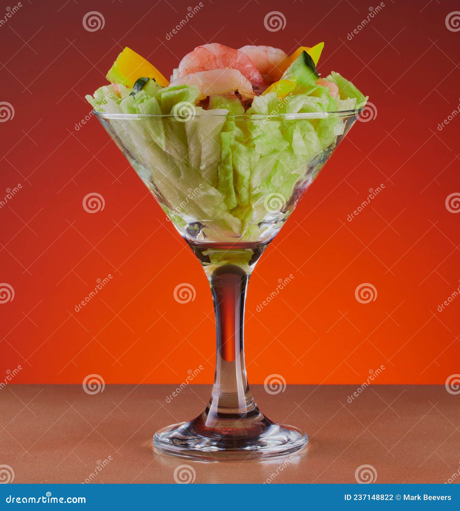 Prawn Cocktail in a Cocktail Glass with a Cool Gradient Background ...