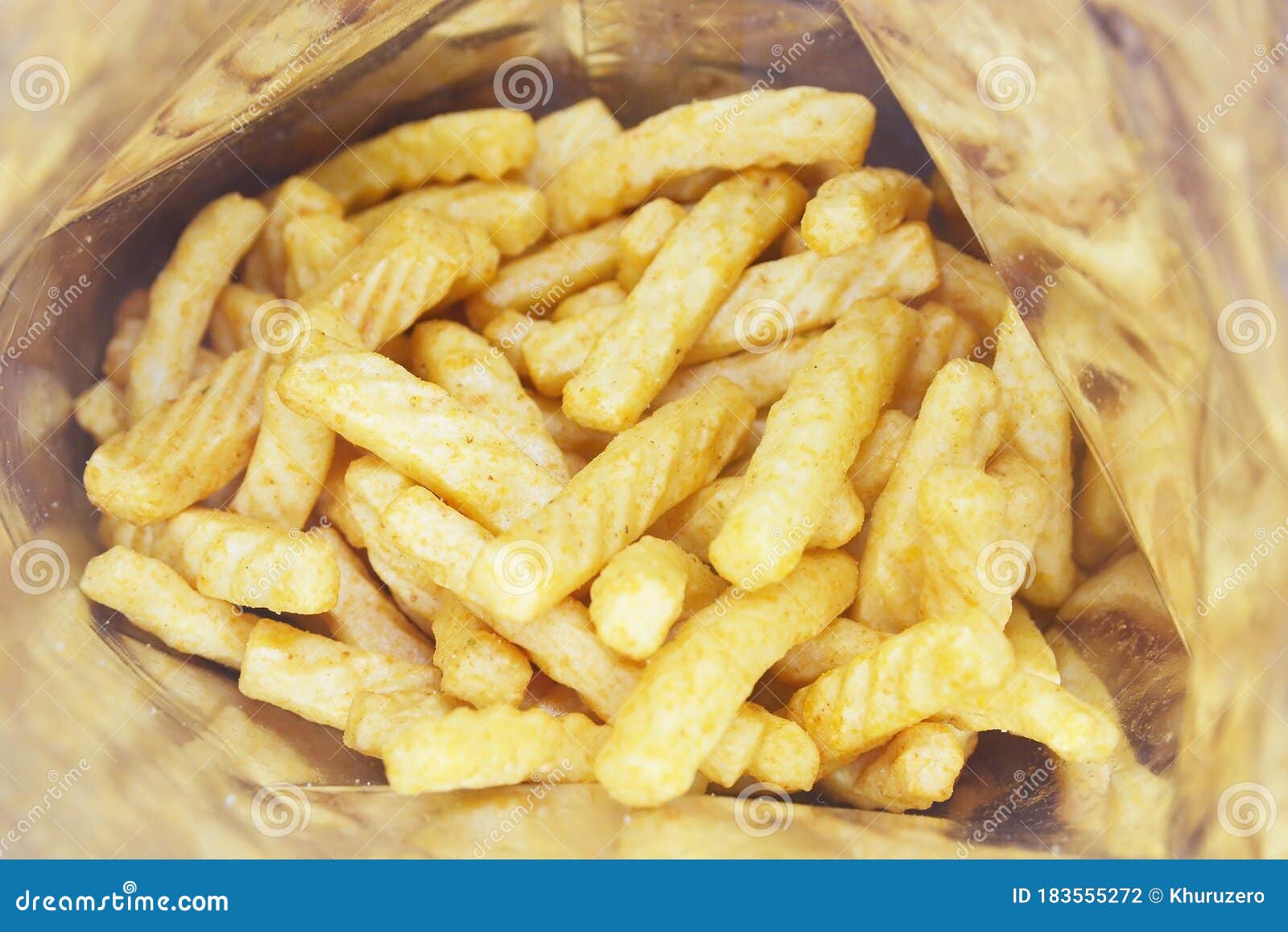 Prawn Crackers in Plastic Package Stock Photo - Image of junk, orange ...