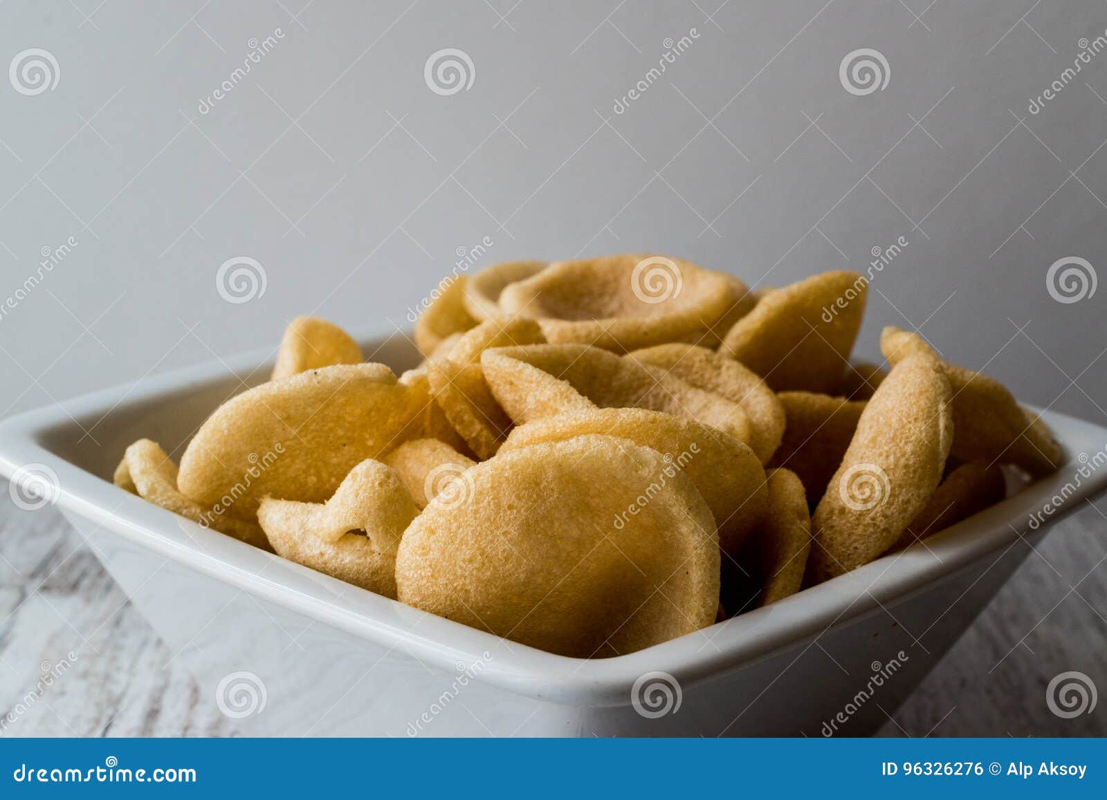 Prawn Crackers or Shrimp Chips in Ceramic Bowl. Stock Photo - Image of ...