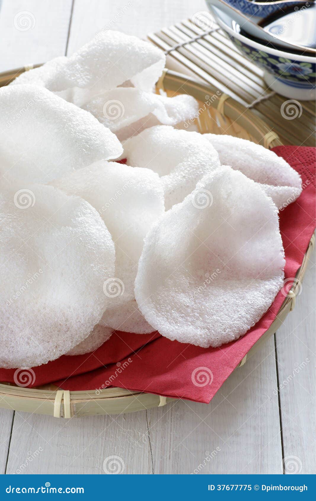 Prawn Crackers Stick Isolated On White Background - Homemade Crunchy ...