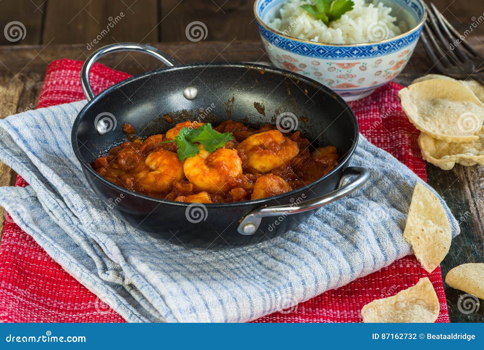 Prawn curry and rice stock photo. Image of popodom, curry - 87162732