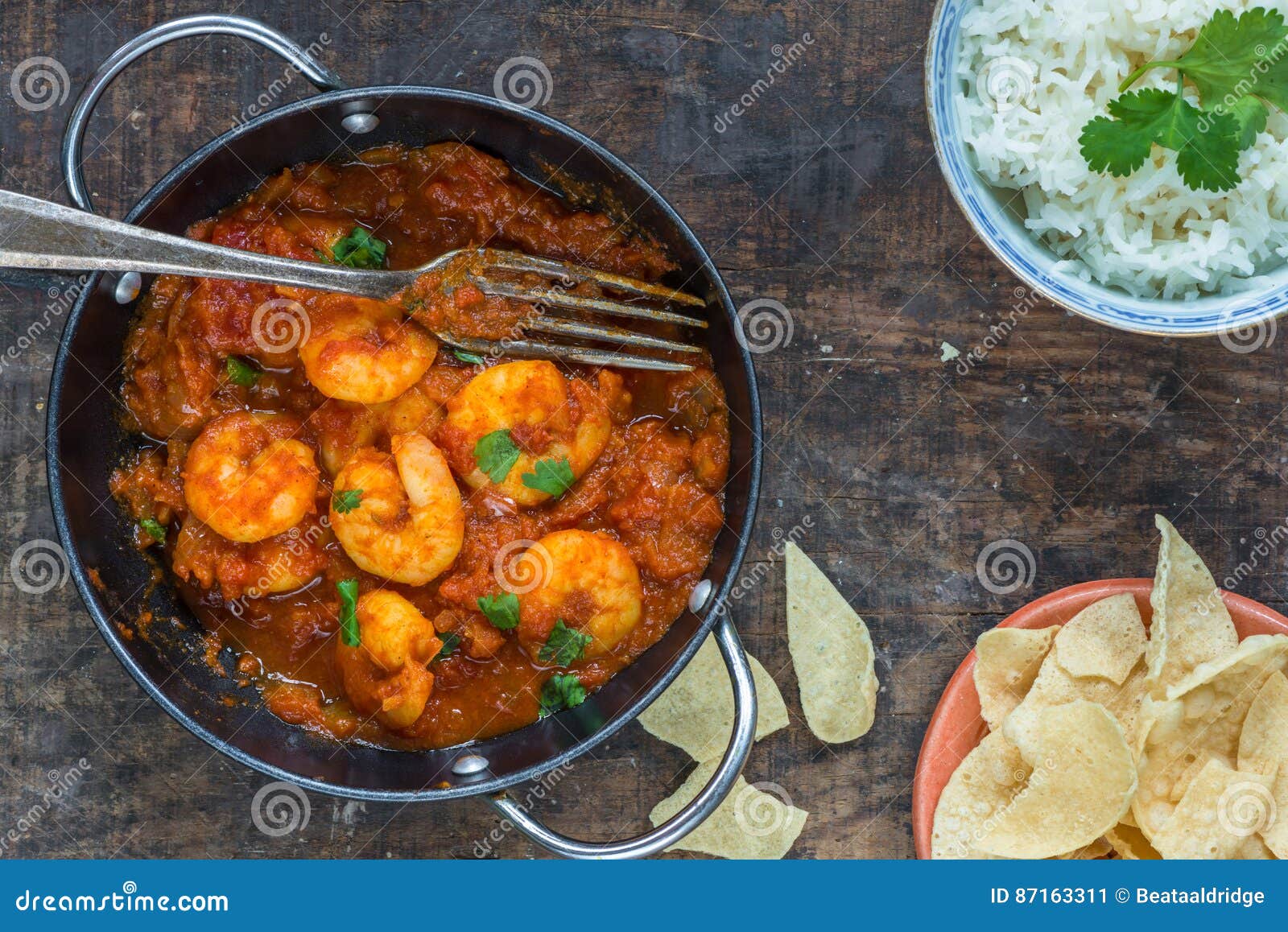 Prawn curry and rice stock image. Image of dish, ready - 87163311