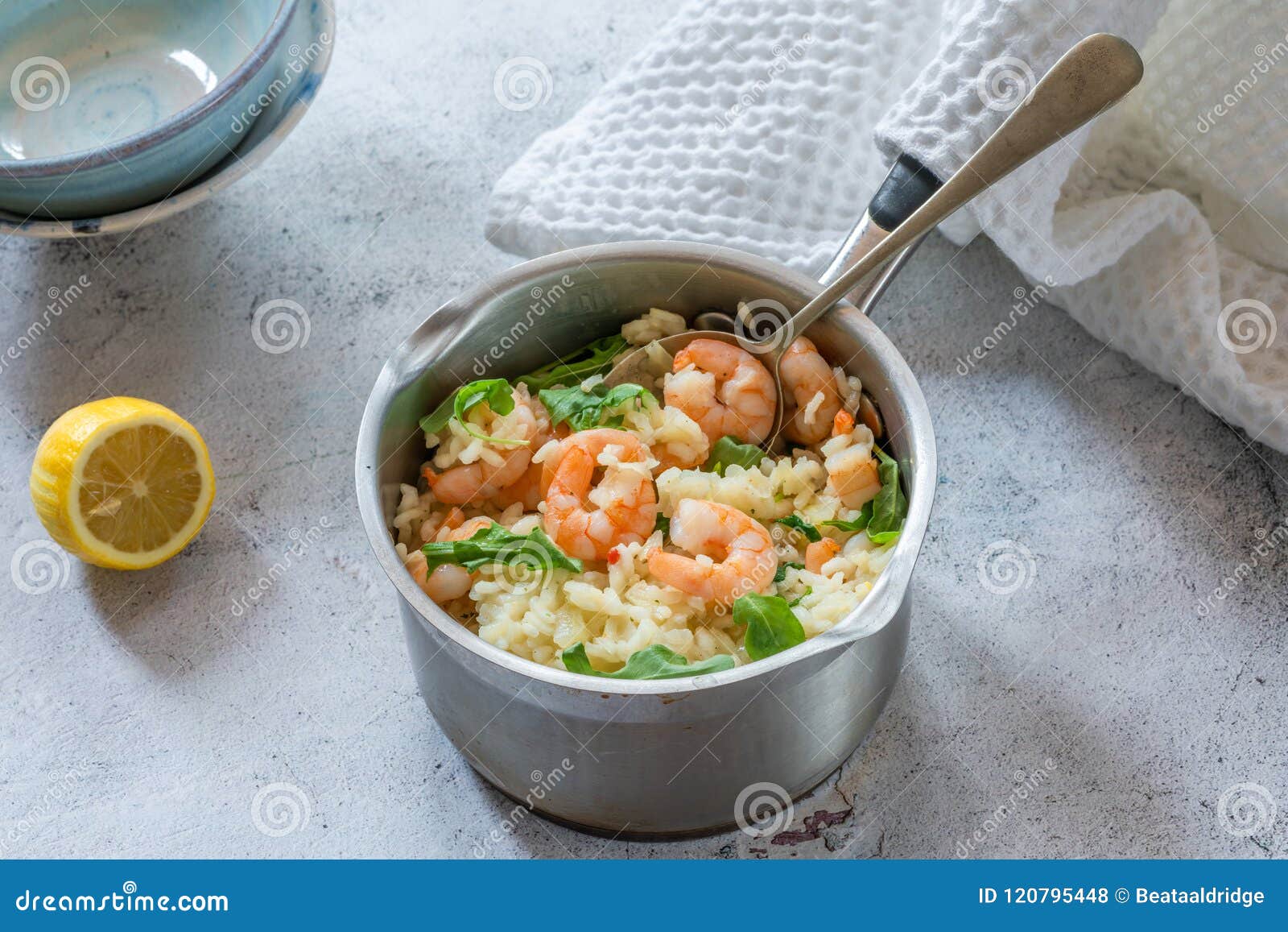 Prawn, Fennel and Rocket Risotto Stock Photo - Image of cooked, healthy ...