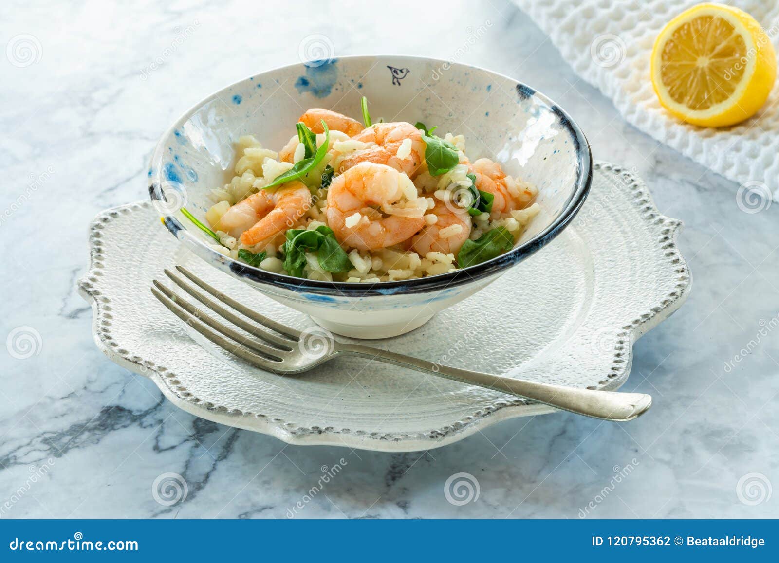 Prawn, Fennel and Rocket Risotto Stock Photo - Image of organic ...