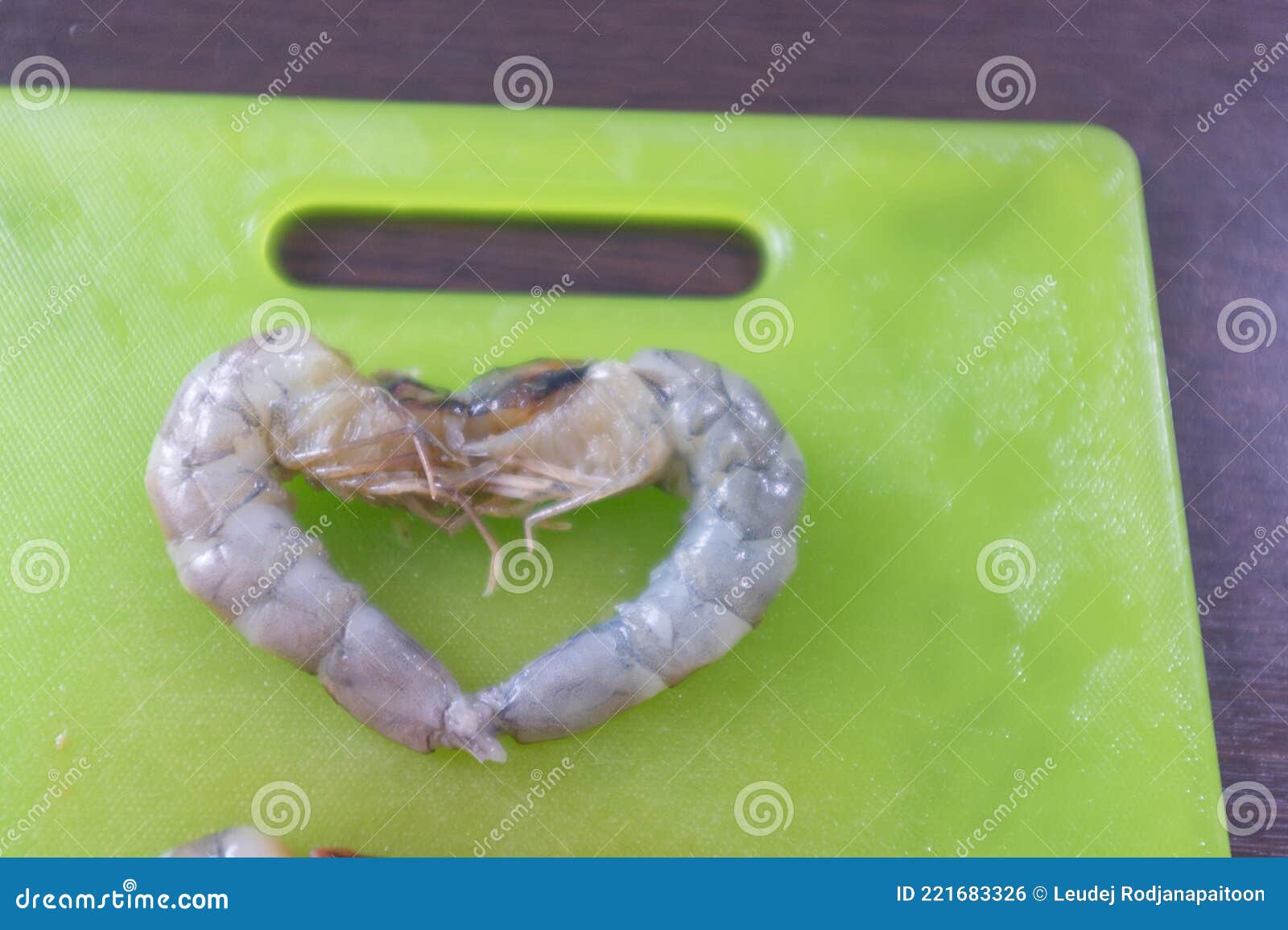 Prawn in Heart Shape Isolated on Green Background Stock Photo - Image ...