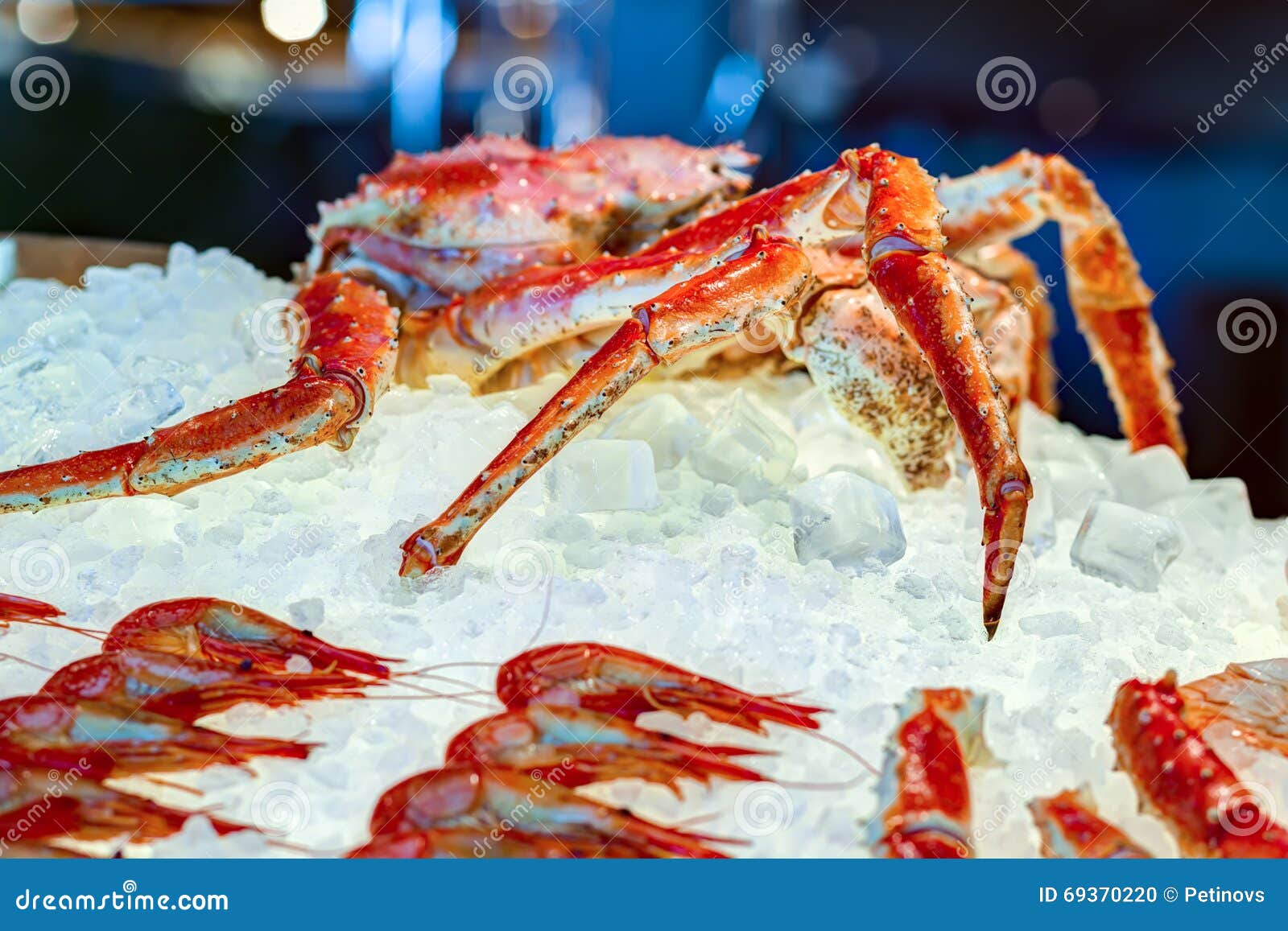Prawn on Ice, Seafood Buffet Line in Hotel Restaurant Stock Photo ...