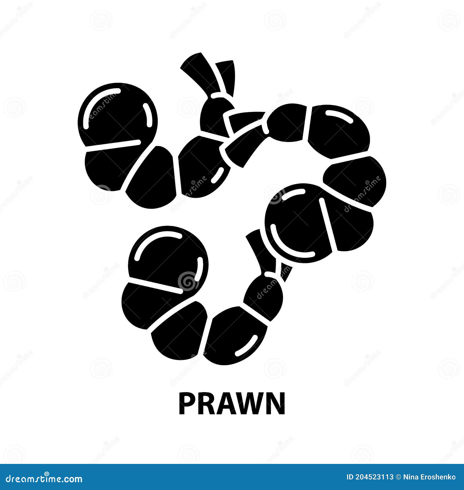 Prawn Icon, Black Vector Sign with Editable Strokes, Concept ...