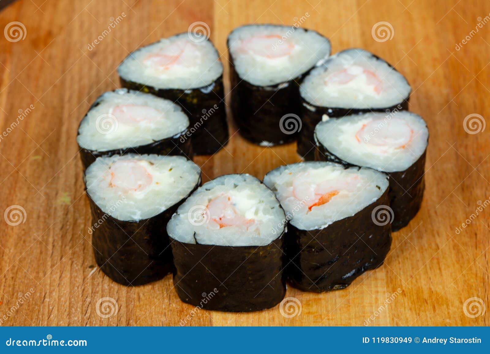 Prawn maki roll stock image. Image of healthy, prepared - 119830949