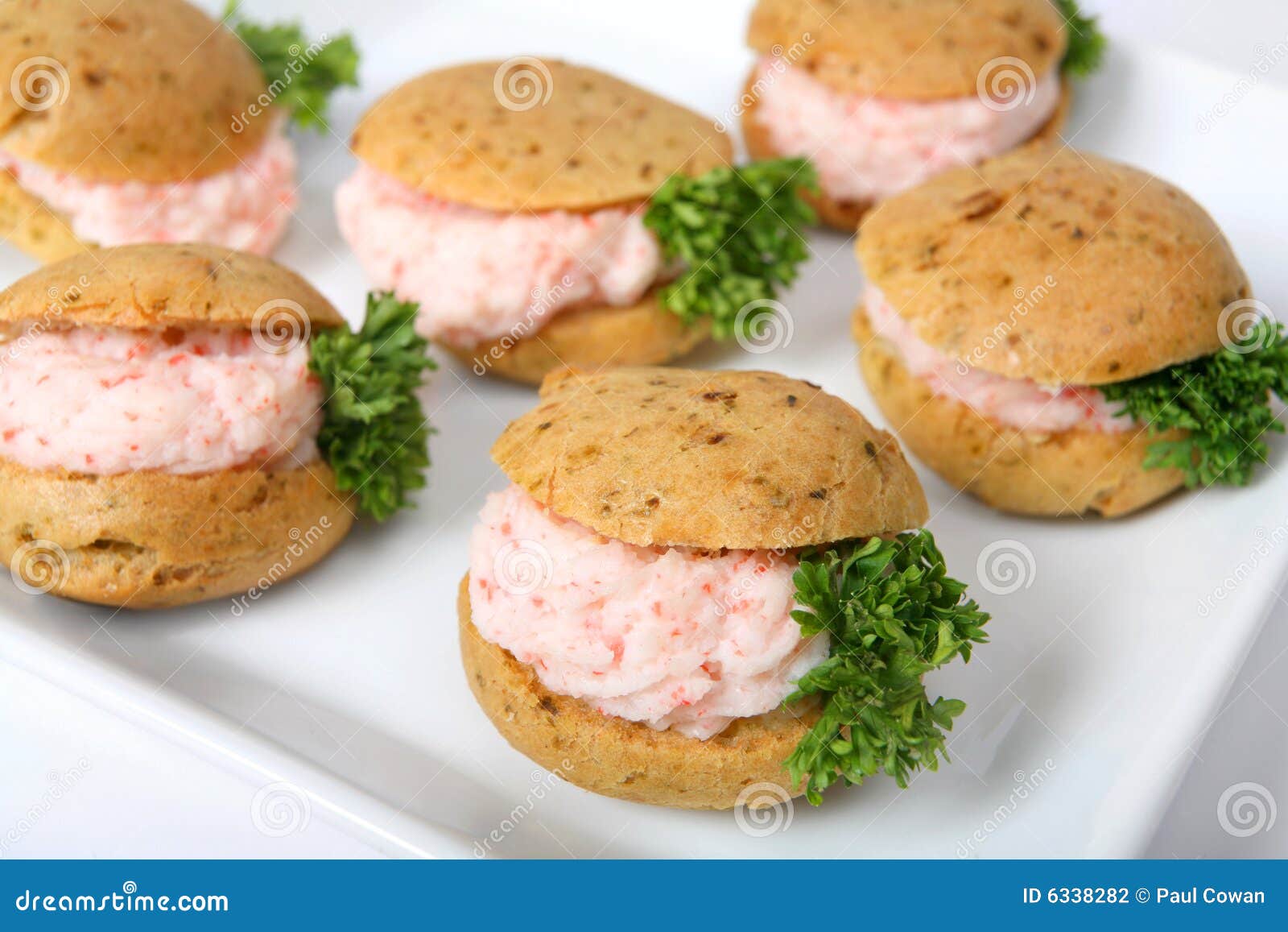 Prawn meat canapes stock photo. Image of close, roll, white - 6338282
