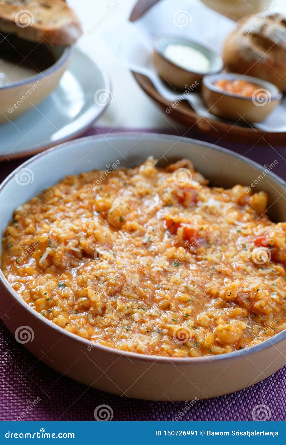 Prawn Risotto Rice with Tomato Sauce Stock Image - Image of risotto ...