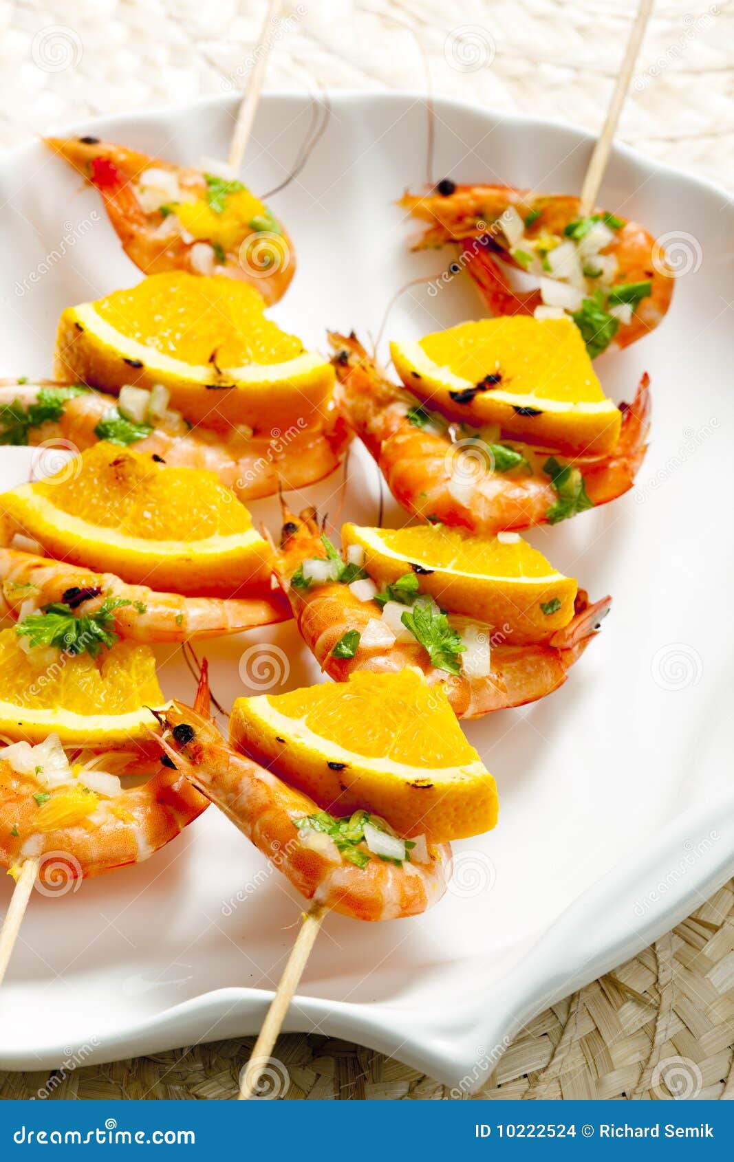 Prawn skewers stock photo. Image of closeup, detail, dishes - 10222524