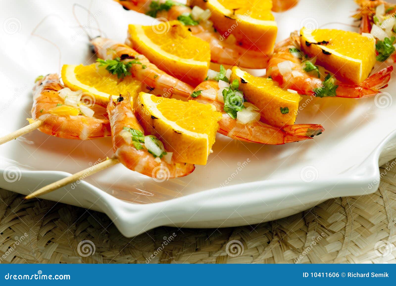 Prawn skewers stock photo. Image of details, plates, detail - 10411606