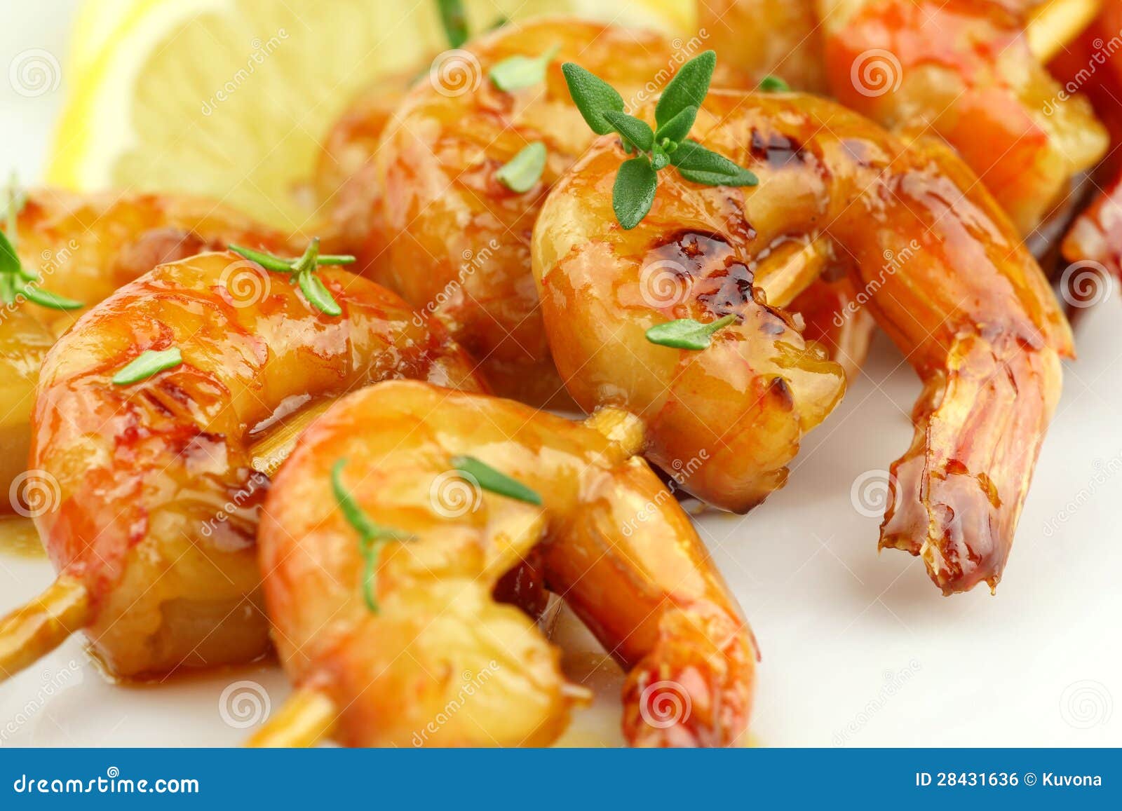 Prawn skewers stock photo. Image of marinated, gourmet - 28431636