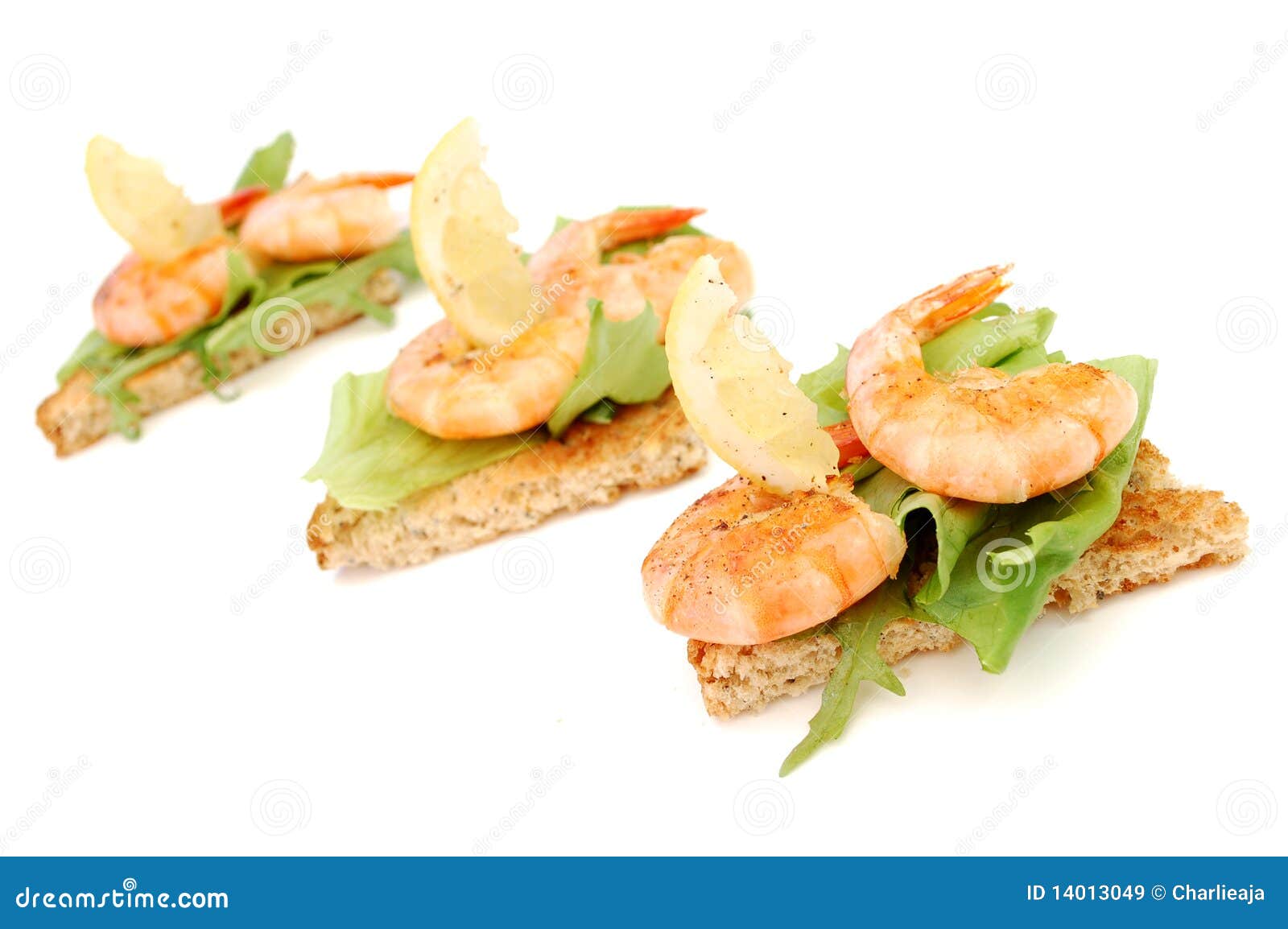 Prawn snack stock image. Image of lettuce, meal, toast - 14013049