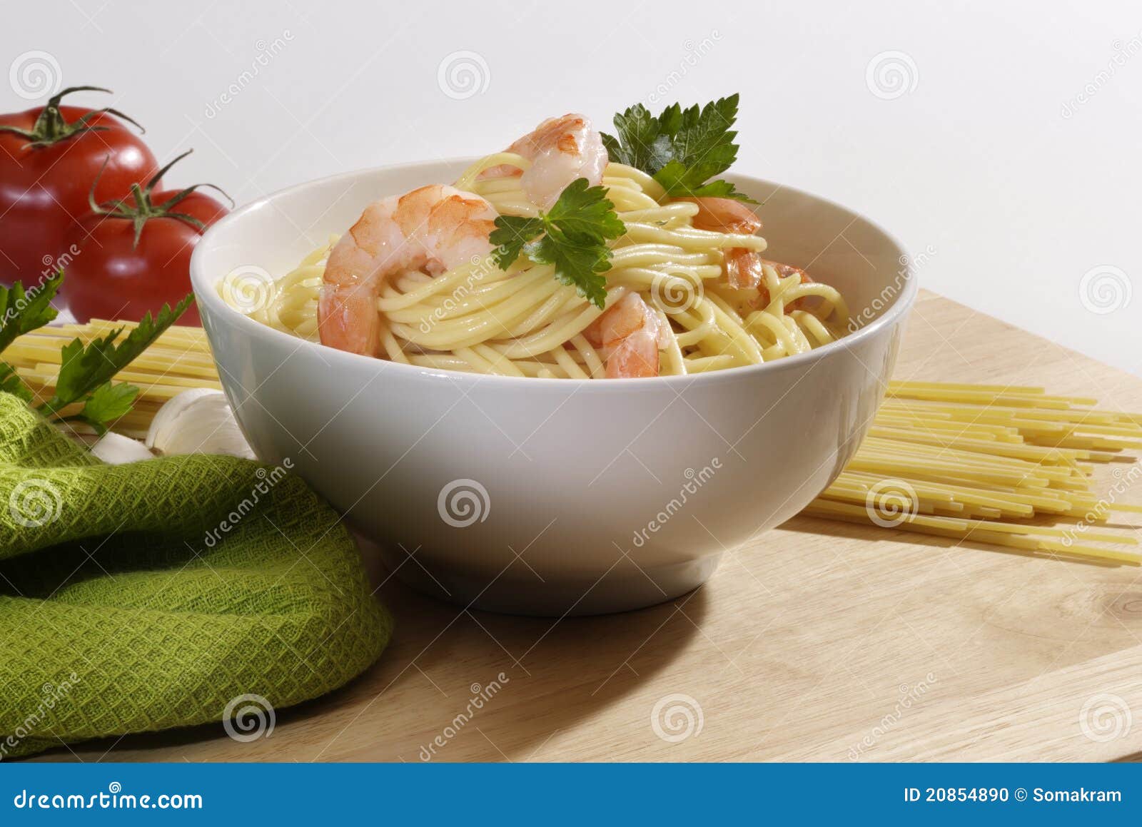 Prawn spaghetti stock photo. Image of tasty, italy, ingredients - 20854890