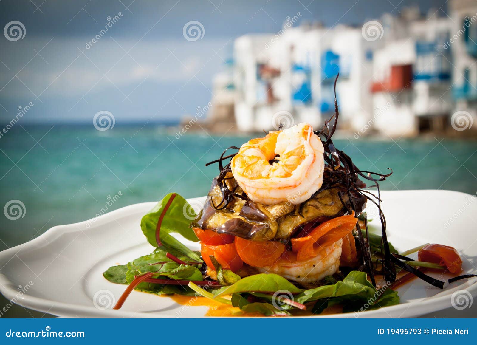 Prawn starter on the sea stock image. Image of fresco - 19496793