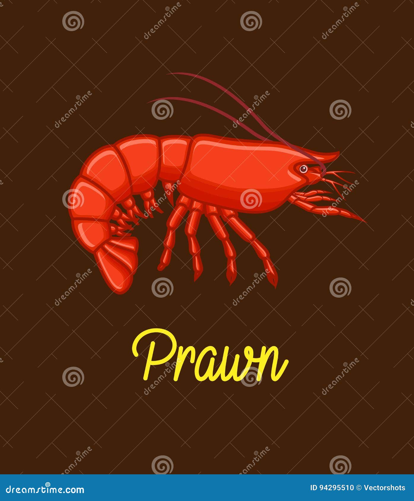 Prawn Vector stock vector. Illustration of ocean, delicious - 94295510