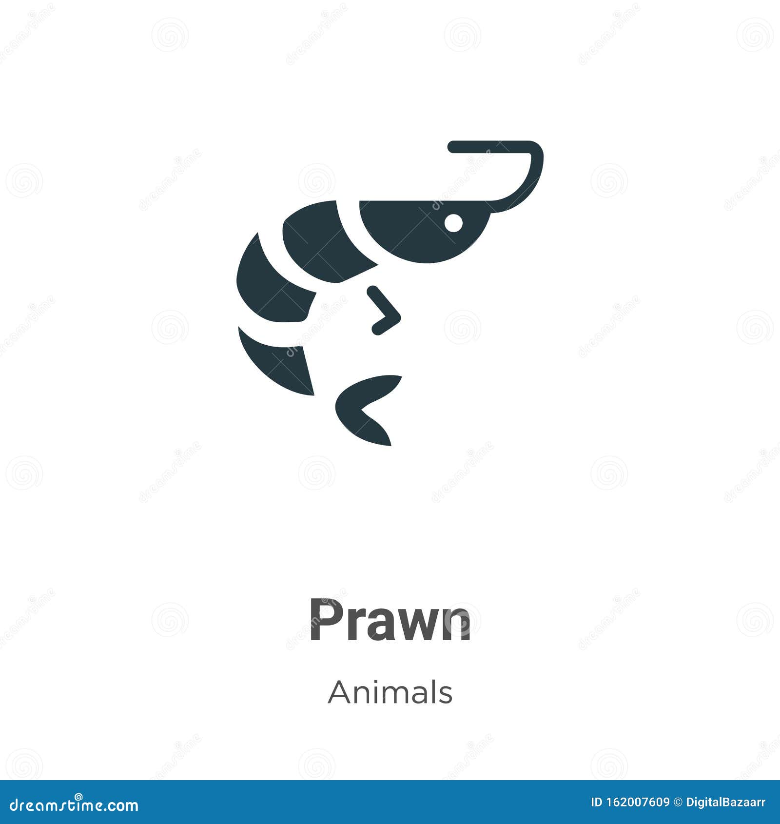 Prawn Vector Icon on White Background. Flat Vector Prawn Icon Symbol ...
