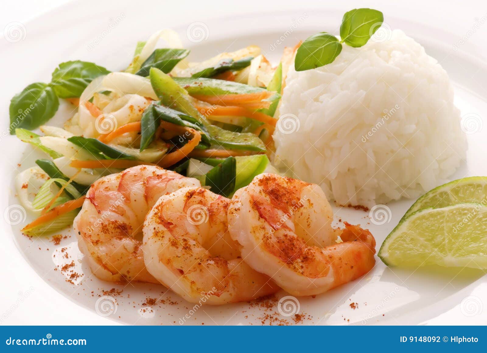 Prawn with Vegetable stock photo. Image of iodine, lemon - 9148092