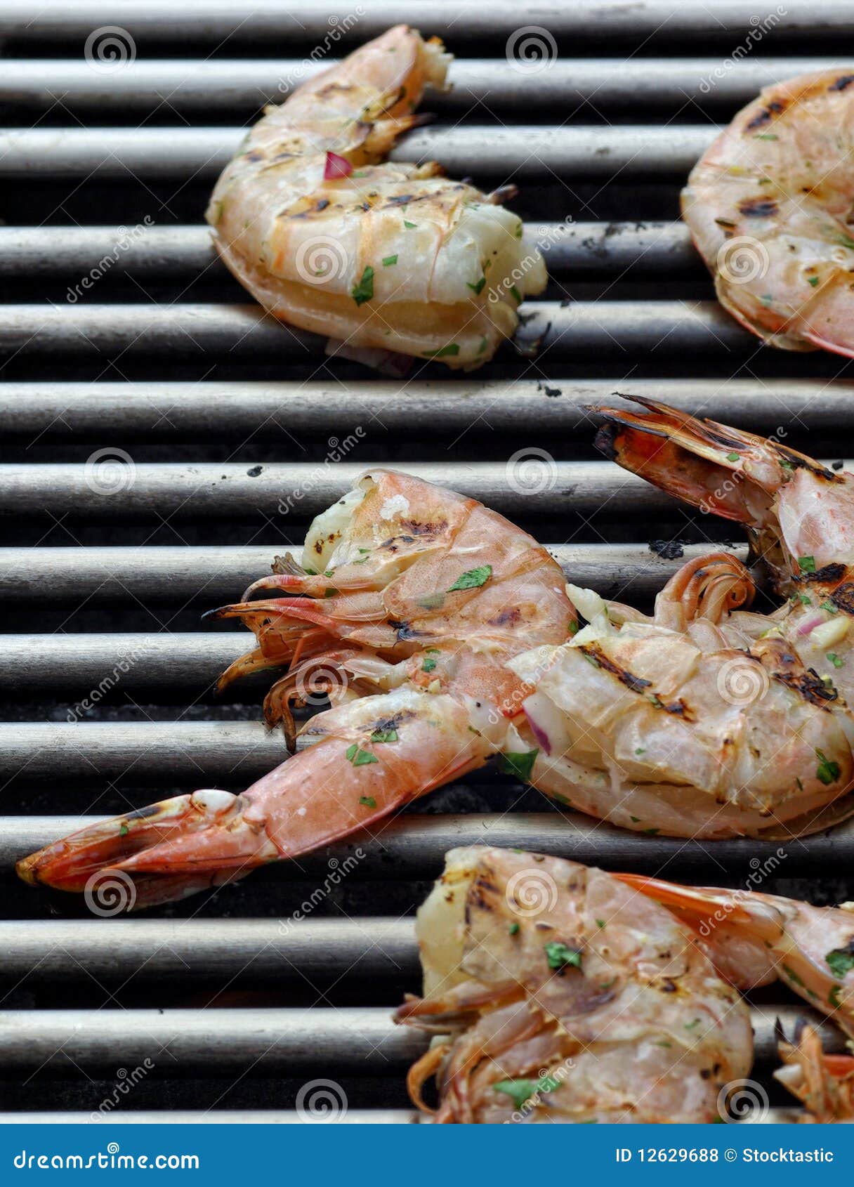 Prawns on barbecue stock photo. Image of tasty, cooking - 12629688