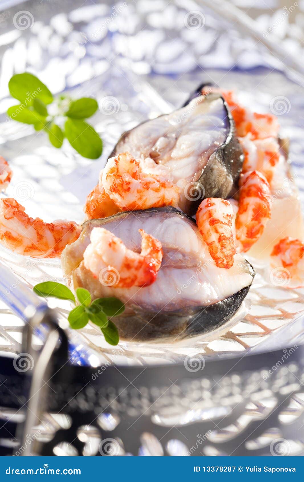 Prawns and fish stock image. Image of fish, food, meal - 13378287
