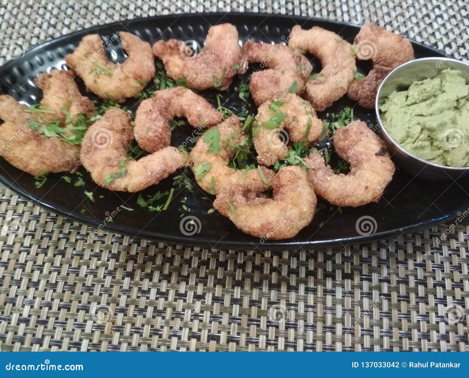 Prawns Fry with Rawa and Pudina Chatni Stock Photo - Image of chatni ...
