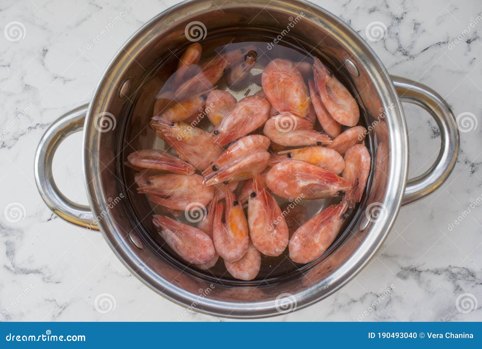 Prawns in a Pot of Water, Beautiful Pink Seafood Stock Photo - Image of ...