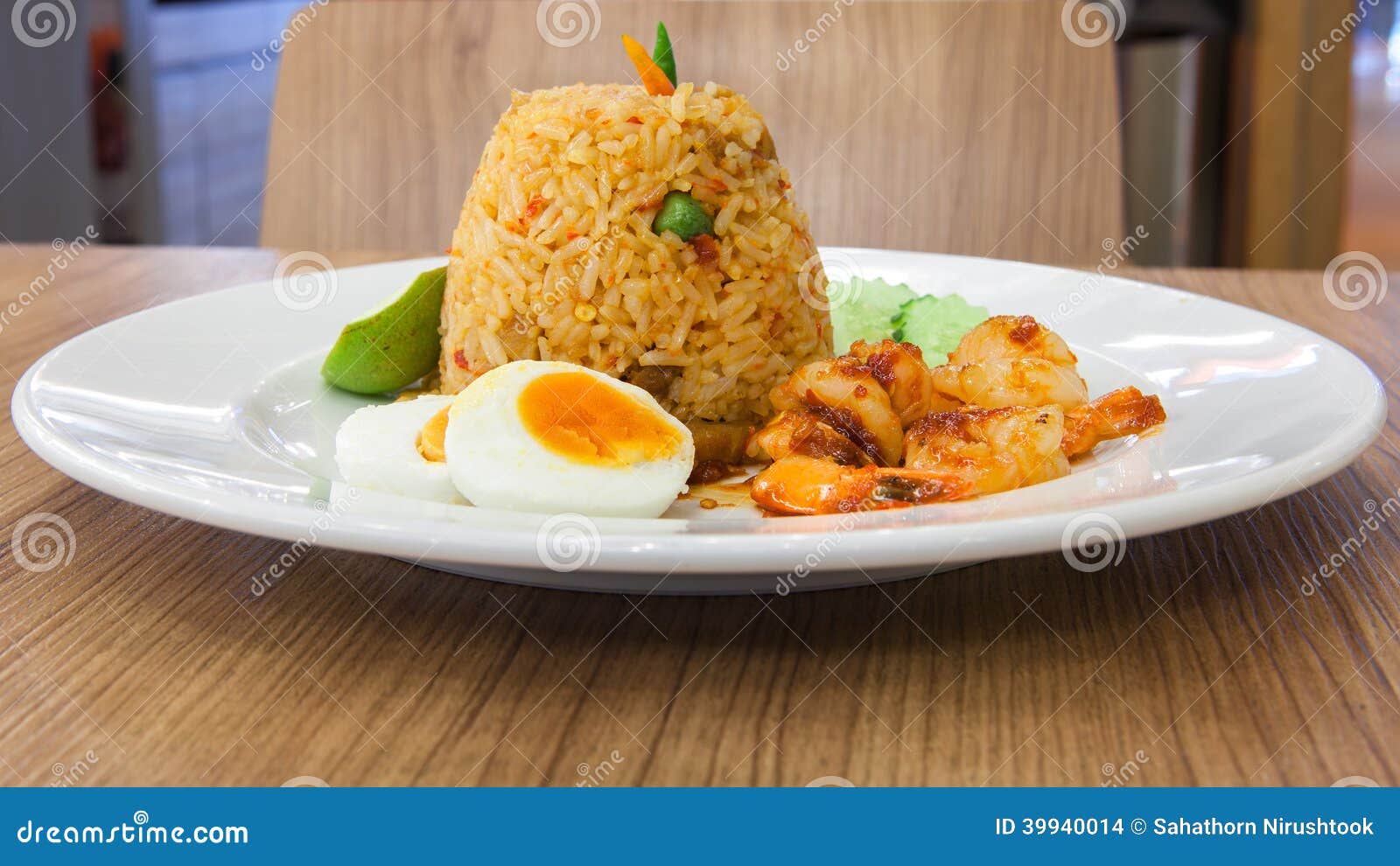 Prawns Sweet Pork Fried Rice with Chilli Sauce Stock Photo - Image of ...