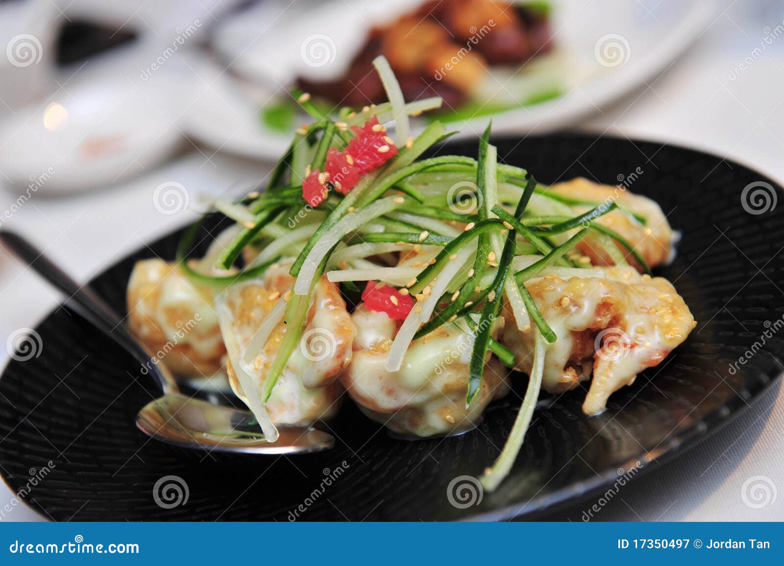 Prawns with wasabi sauce stock image. Image of cucumber - 17350497