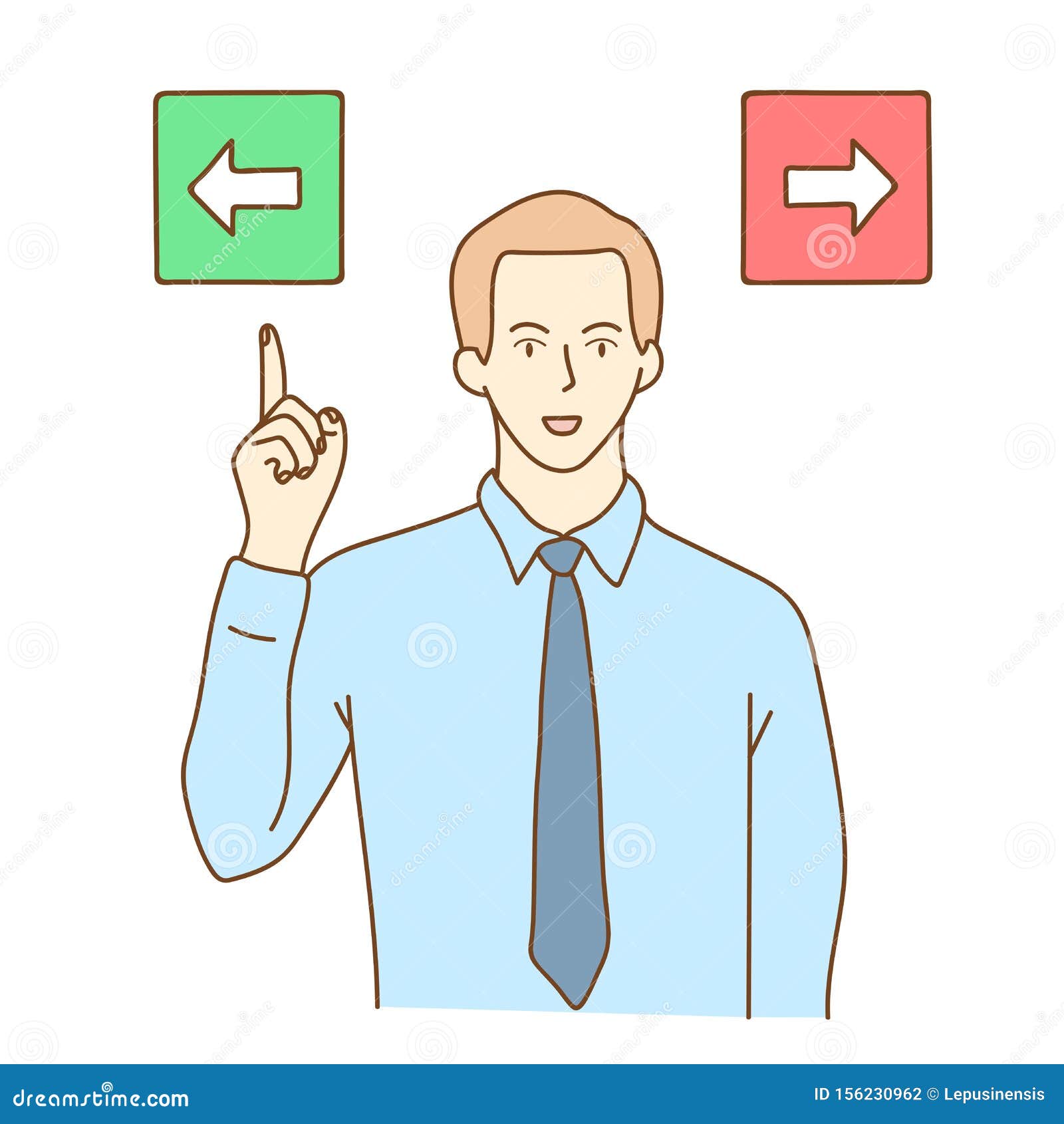 A Person is Having a Choice, Making Decision, Hand Drawn Style Stock ...