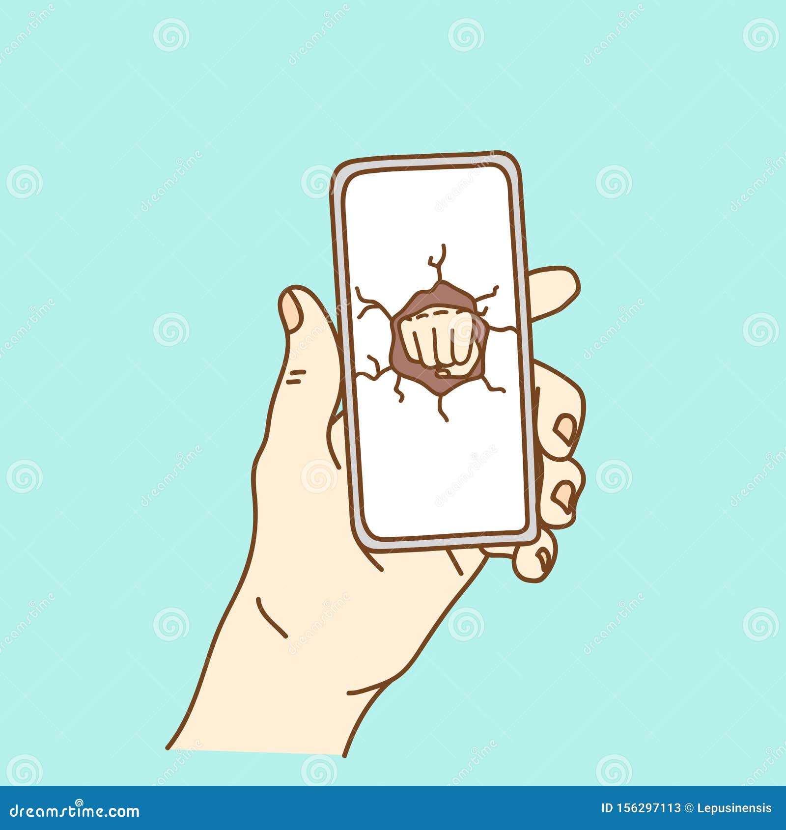 Hand Holding Phone Broken Screen, Hand Breaking through the Screen ...