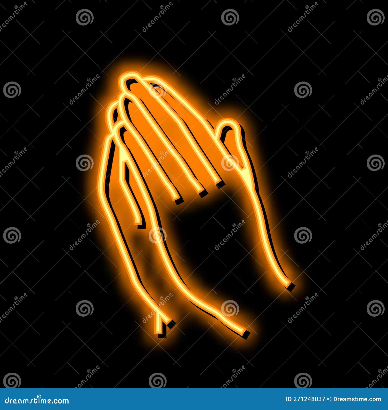 Pray Hand Gesture Neon Glow Icon Illustration Stock Vector ...