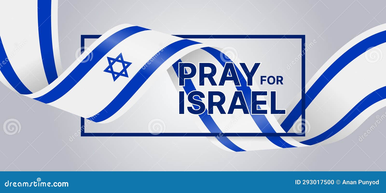 Pray for Israel - Text in Frame with Long Israel Flag Roll Waving Cross ...