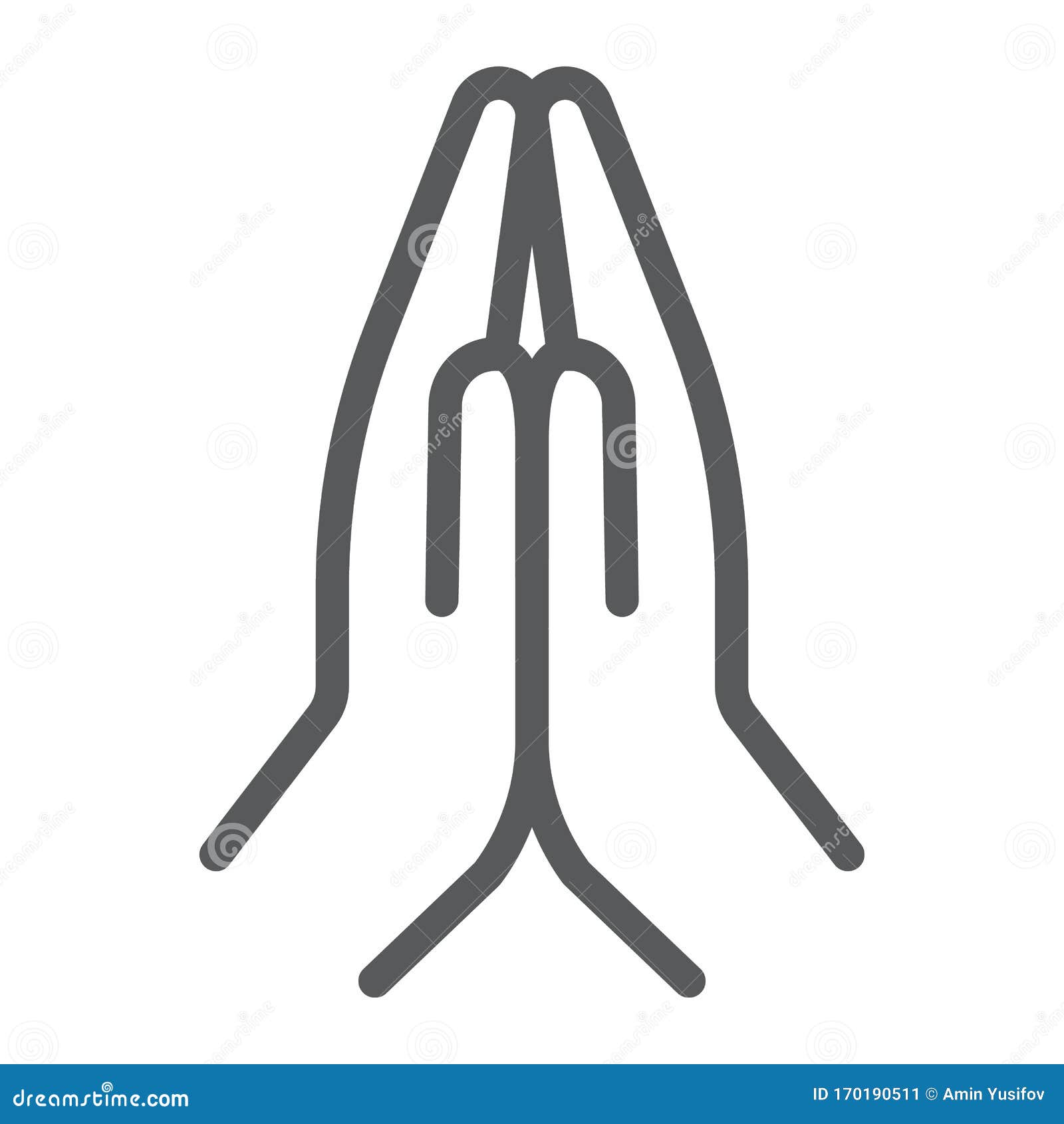 Pray Line Icon, Religion and Prayer, Hands Praying Sign, Vector ...