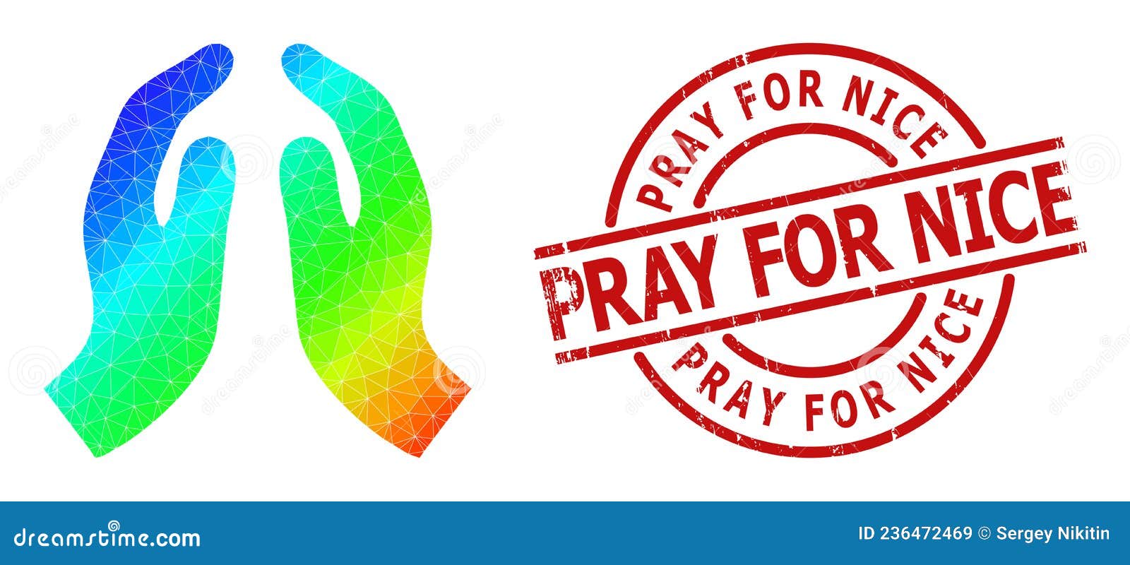 Textured Pray for Nice Stamp Seal and Triangle Filled Spectral Colored ...