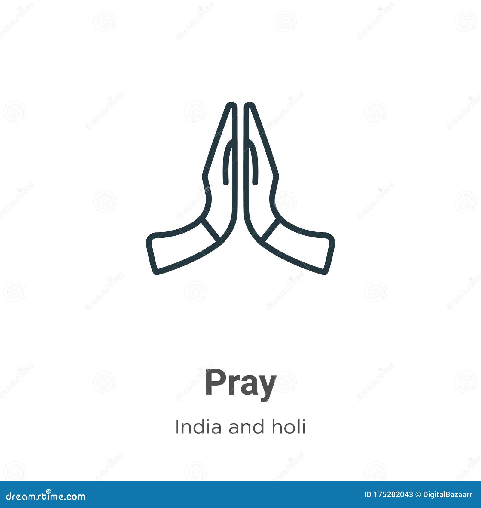 Pray Outline Vector Icon. Thin Line Black Pray Icon, Flat Vector Simple ...