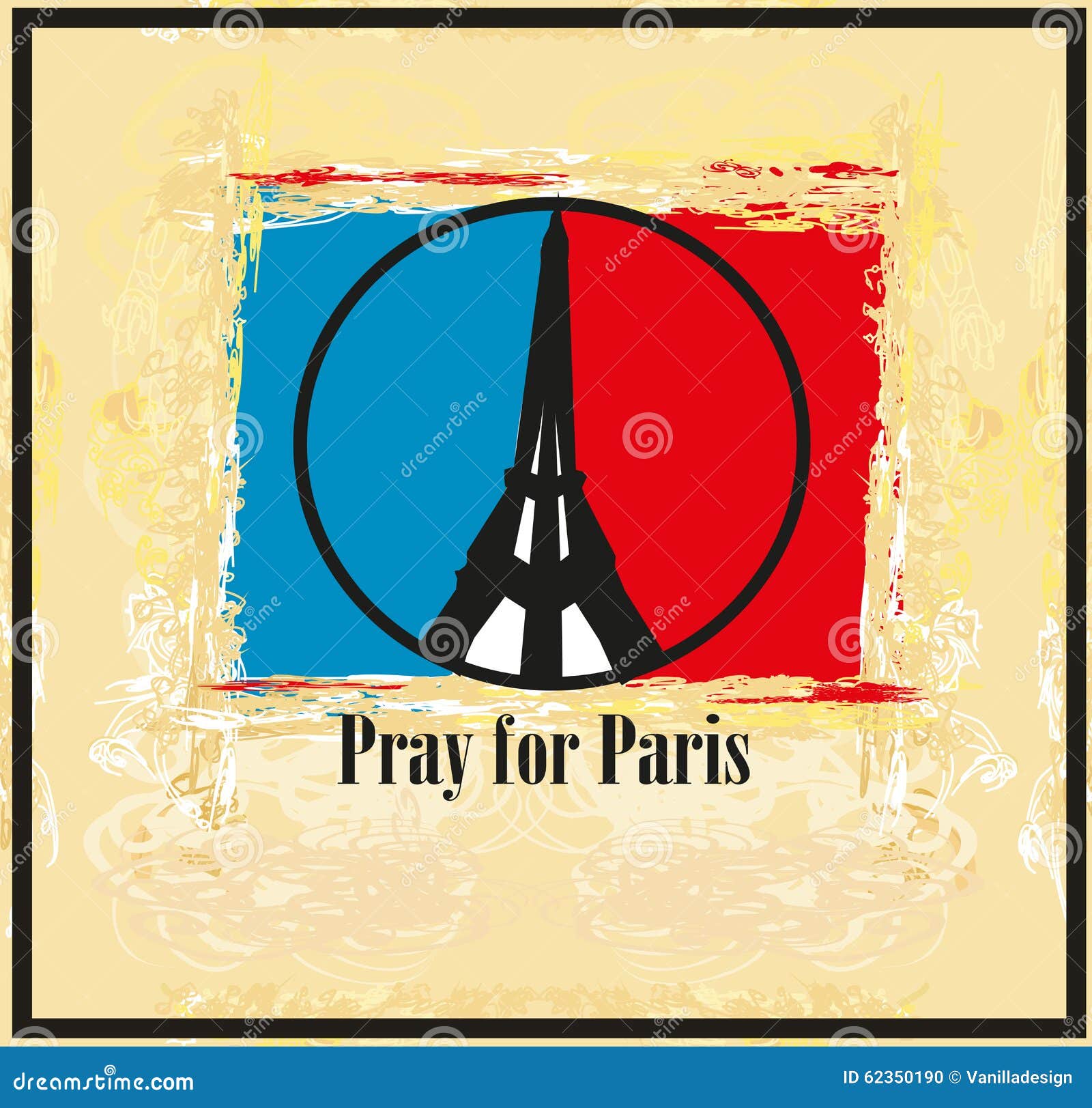 Pray for Paris - card stock vector. Illustration of flat - 62350190
