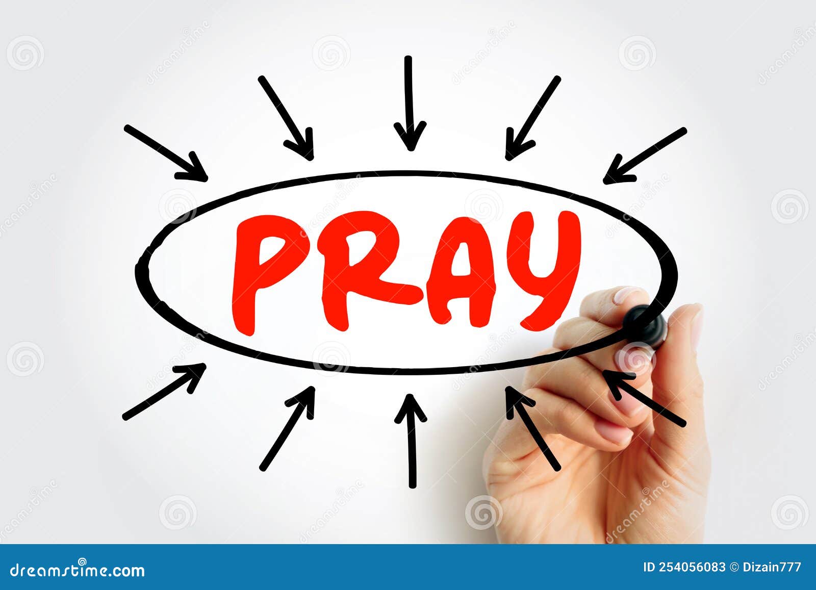 PRAY Text with Arrows, Concept for Presentations and Reports Stock ...