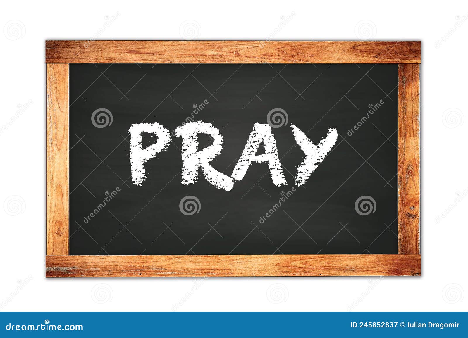 PRAY Text Written on Wooden Frame School Blackboard Stock Image - Image ...