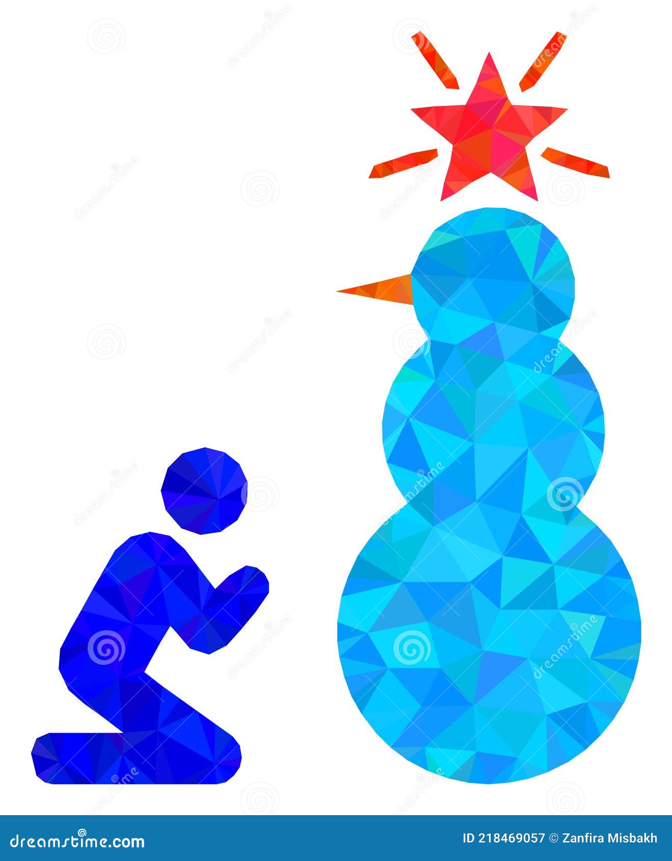 Pray To Holy Snowman Polygonal Lowpoly Flat Icon Stock Vector ...