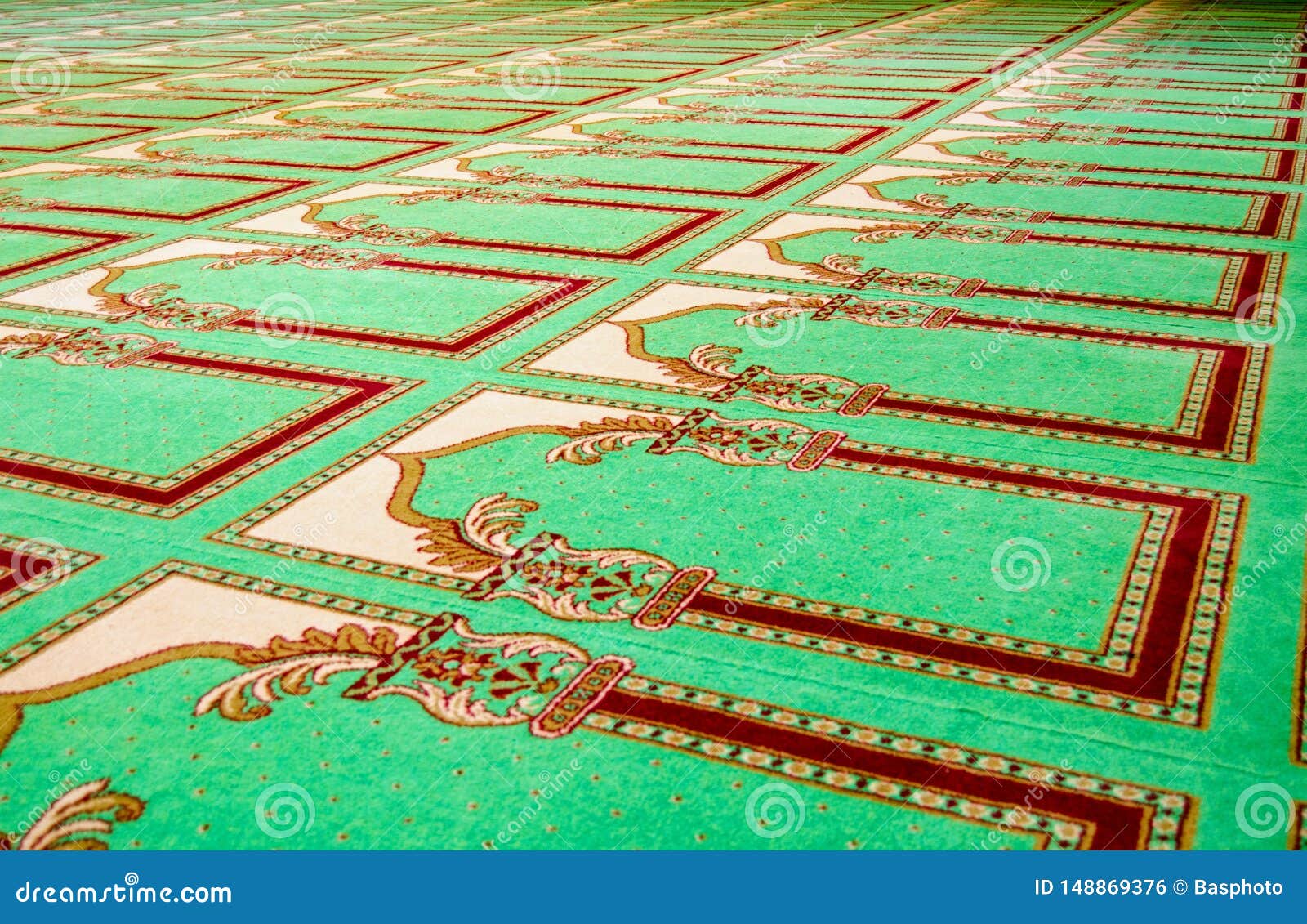 Prayer carpet in a mosque stock photo. Image of floor - 148869376