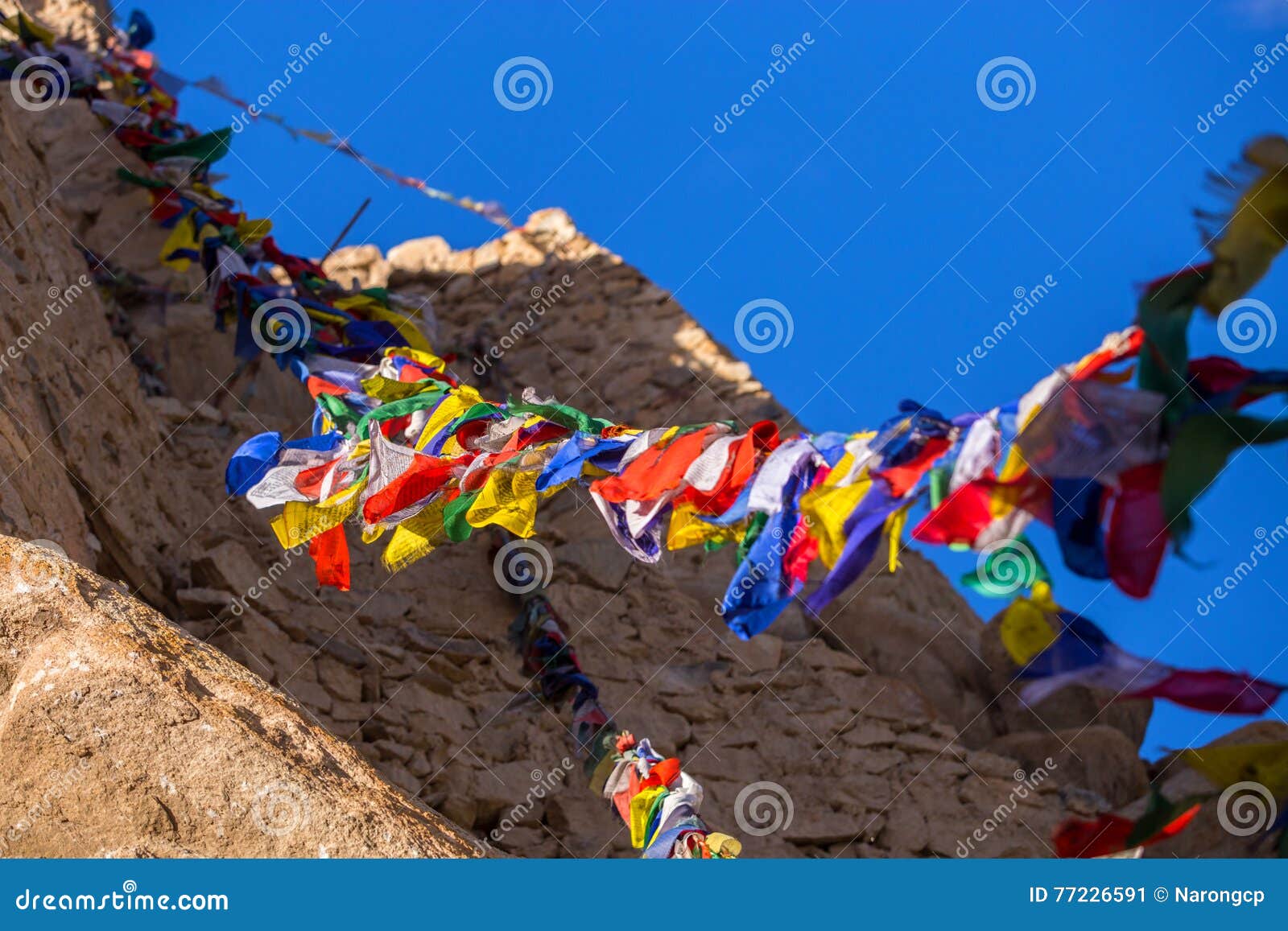 Prayer Flag in Monastery at Leh Stock Image - Image of mountain, cloud ...