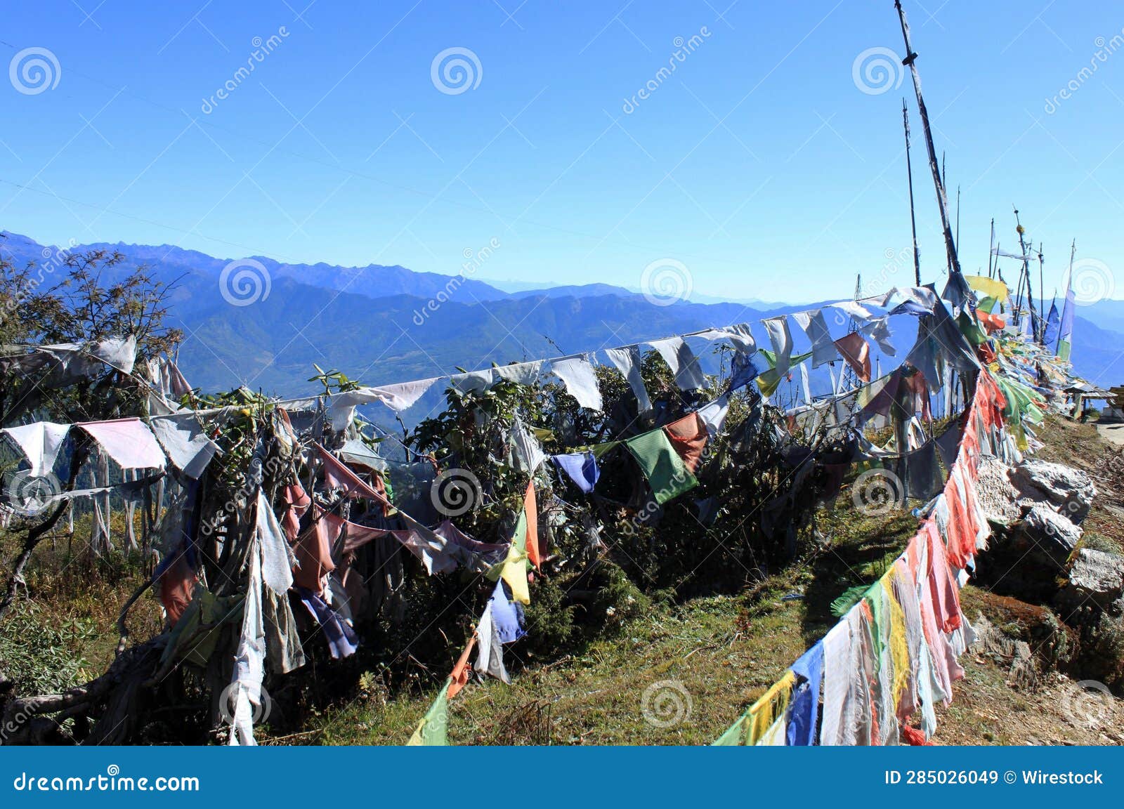Prayer Flags at Chelela Pass. Bhutan Stock Image - Image of waving ...