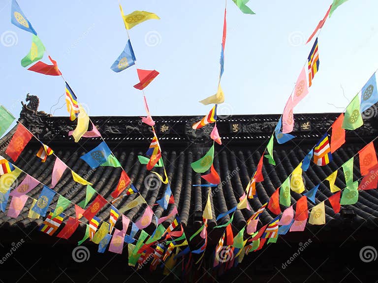 Prayer Flags on Chinese Temple Stock Image - Image of architecture ...