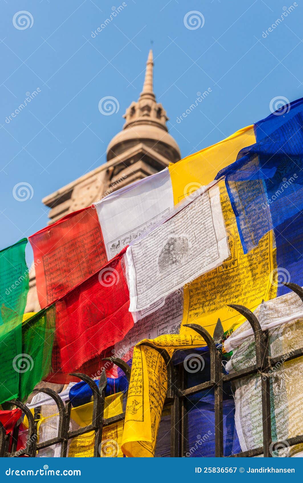 Prayer Flags Hanging in Front of a Temple Stock Image - Image of asian ...